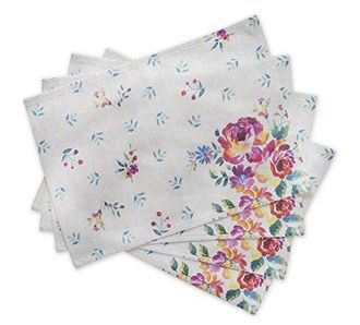 Maison d'Hermine Rose Garden Lot de 4 Sets de Table 100% Coton pour la Table &agrave; Manger, la Cuisine, Les Mariages, la Vie Quotidienne, Les d&icirc;ners, Le Printemps/&eacute;t&eacute; (33cm