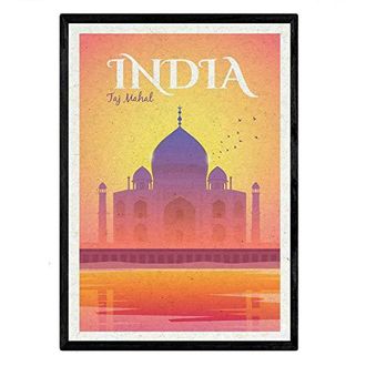 Nacnic Poster de lInde. Style vintage. Affiche du Taj Mahal en couleurs. Annonce au format A3 pour lInde. Sans cadre