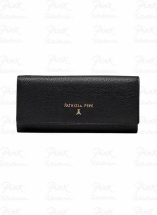 Patrizia Pepe Femme, Accessoires, Noir, Taille: ONE Size Lettering Portafoglio Grande