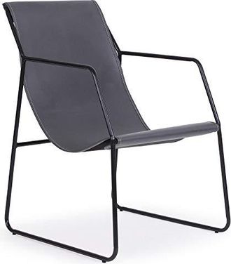 Menzzo Ulysse Sessel mit schwarzem Metall und Kunstleder Grau