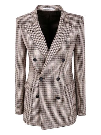 Tagliatore blazer croisé à motif pied-de-poule - Marron