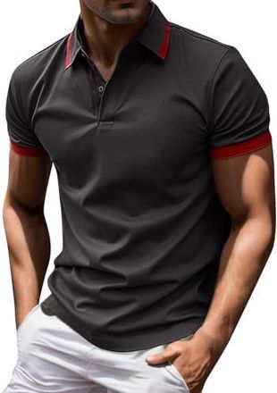 Generic Lot de t-shirts pour homme - T-shirt d&eacute;t&eacute; classique &agrave; manches courtes et col rond uni, grande taille basique et d&eacute;contract&eacute;, Noir, 3XL