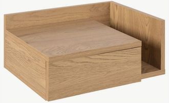 ebuy24 Table de chevet suspendue en ch&ecirc;ne Ashlan II avec tiroir et &eacute;tag&egrave;re