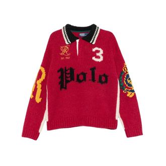Ralph Lauren Polo-Shirt mit Logo-Intarsie und Rippstrick - - Tops - Herren - Rot - XL