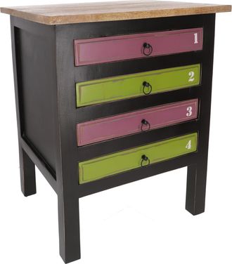 Guru Shop Kleine Vintage Kommode, Beistelltisch, Nachtschrank mit 4 Schubf&auml;chern - Modell 37, 61x49x41 cm