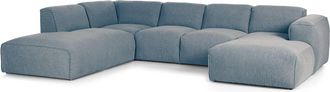 Studio Copenhagen home24 Wohnlandschaft Blau Webstoff Saia 325 x 71 x 235cm Longchair davorstehend rechts / Ottomane links Modern