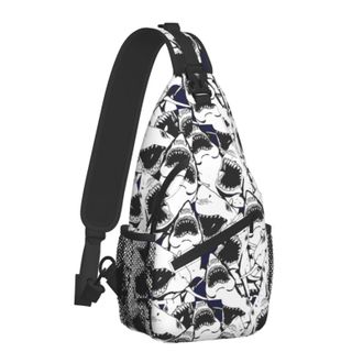 AOOEDM Shark Sling Bag Für Damen Herren, Animal Print Crossbody Umhängetaschen Casual Sling Rucksack Brusttasche Reisen Wandern Daypack Für Outdoor