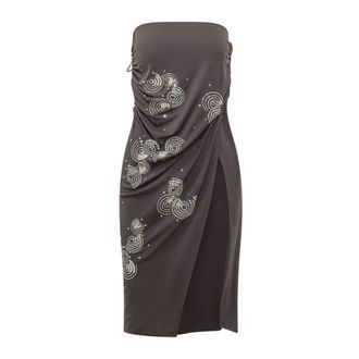 Des_Phemmes DES Phemmes - Jupe portefeuille pied-de-poule - Femme - Robes - Gris - Taille: 38 FR