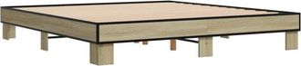 vidaXL Bettgestell Sonoma-Eiche 200x200 cm Holzwerkstoff und Metall Vidaxl