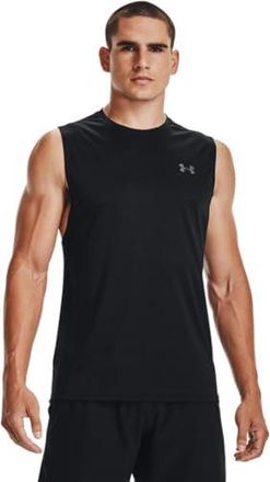 Under Armour Mens HeatGear Sleeveless Loose Fit Tank Top Shirt (Black, Small)