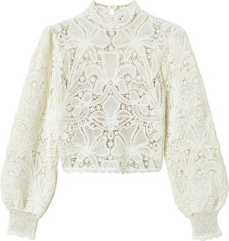 Twin-Set Oberteil aus H&auml;kelstrick - Wei&szlig;