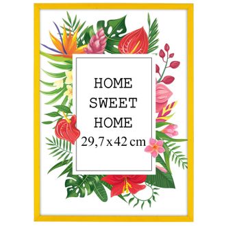 MG Design Gelb Bilderrahmen A3 29,7 x 42 cm - Aus echtem Holz mit Acrylglas, zum Aufhängen & Aufstellen, für Fotos, Poster & Puzzle