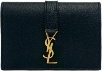 Saint Laurent Pre-owned Cassandra Leather Card Case - Femme - Pre-owned - Noir - Taille: ONE Size