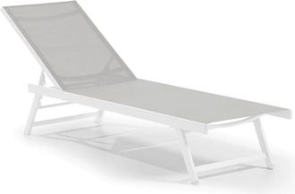 Leco Leco - Aluminium Sonnenliege Elina mit klappbaren F&uuml;&szlig;en, wei&szlig; / grau