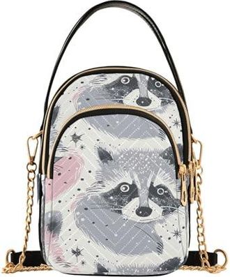 Mnsruu Sac à bandoulière pour femme avec sangle réglable Motif raton laveur de la forêt