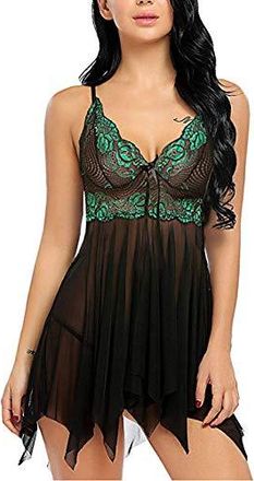 Generic 2026 Soutiens-gorge pour femmes soutien-gorge culotte lingerie sous-v&ecirc;tements sangle et maille dentelle sexy femme, Vert, XL