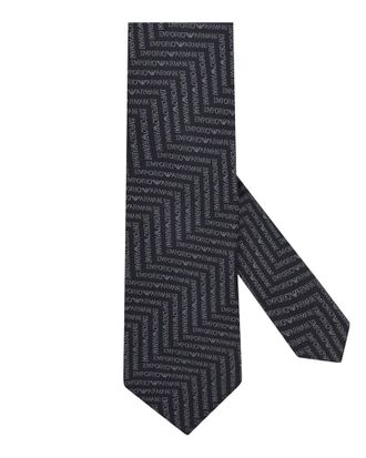 Emporio Armani Seidenkrawatte mit Label-Schriftzug in