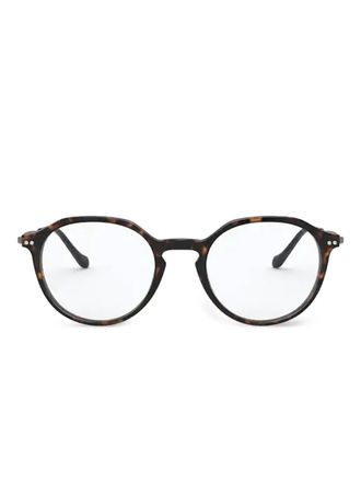 Giorgio Armani lunettes de vue rondes &agrave; effet &eacute;cailles de tortue - Marron