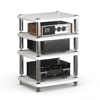 Generic HiFi Regal 4-stufiges Audio-Regal, HiFi-Lautsprecherbox Mit Vibrationsd&auml;mpfung, Offene Ablagefl&auml;che, Modulares Design, Robust, for Gaming, Wohnzimmer 