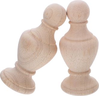 Hemobllo Dekorative Holzspitzen f&uuml;r Treppen - 2 St&uuml;ck Sanduhrf&ouml;rmige Handgeschnitzte S&auml;ulenabschl&uuml;sse aus Unbehandeltem Holz 6&times;14cm Treppenhaus Deko f&uuml;r Zuhaus