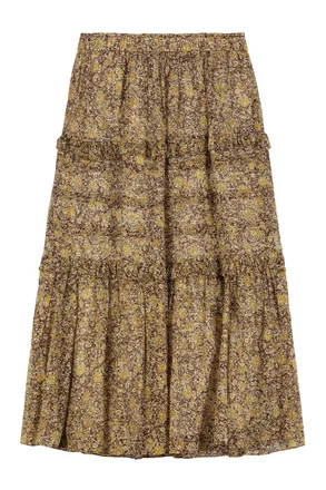 Isabel Marant Womens Floral Print Ruffle Skirt Cotton