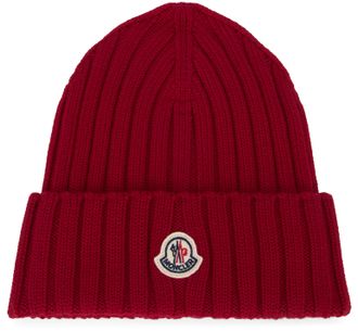 Moncler Womens Wool Beret Bordeaux Virgin Hat