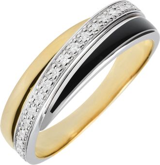 Edenly Ring Saturn Diamant - Schwarzer Lack und Diamanten - 18 Karat
