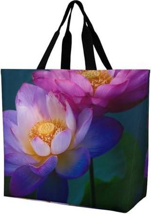 Generic Fleur De Lotus Sac Fourre-Tout L&eacute;ger Tote Bag Grand Sac A Main Femme Pour Shopping Travail Quotidienne