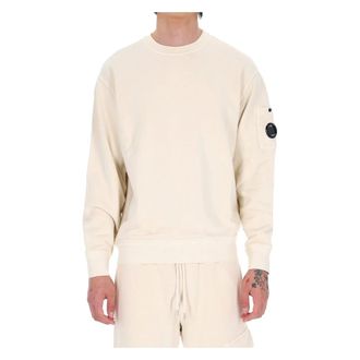 C.P. Company C.p. Company, Homme, Sweatshirts et sweats &agrave; capuche, Beige, Taille: M Felpa girocollo in cotone
