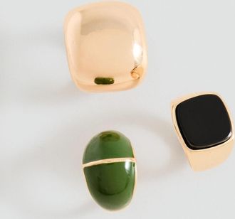 Mango Set 3 bagues combin&eacute;es or - Femme - M - MANGO