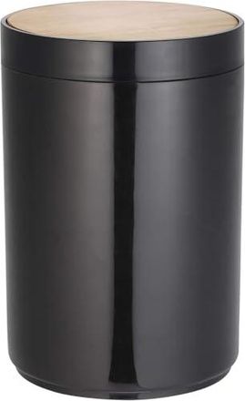 MSV Bad Serie Oslo Design Kosmetikeimer Bad Treteimer Abfalleimer Papierkorb Mülleimer 6 Liter (ØxH): ca. 18 x 26,3 cm Schwarz Bambus