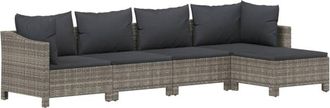 vidaXL Vidaxl - Salon de jardin 5 pcs avec coussins Gris R&eacute;sine tress&eacute;e