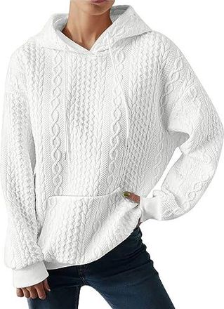 Generic Hauts &agrave; capuche de sport pour femme - Sweat-shirt blanc surdimensionn&eacute; pour femme - Sweat &agrave; capuche dautomne d&eacute;t&eacute; &agrave; manches longues avec poches - V&ecirc;te