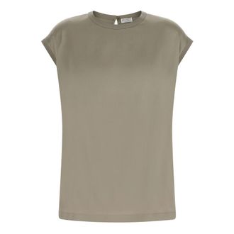 Brunello Cucinelli Monili Satin Bluse - - Blouses & Shirts - Damen - Gr&uuml;n - L