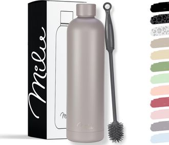 Milu Thermosflasche 1L Isolierte Edelstahl Thermo Trinkflasche Thermoskanne Auslaufsichere Isolierflasche doppelwandig - Kohlensäure geeignet - inkl. Reini