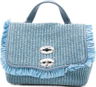 Zanellato Femme, Sacs, Bleu, Taille: ONE Size Baby Postina Fringed Tote