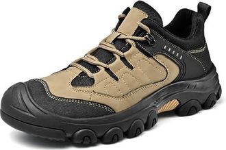 Generic Baskets de Randonn&eacute;e et Travail Homme et Femme Cuir et Mesh Robustes Semelle Antid&eacute;rapante pour Trekking Camping et Usage Quotidien,Kaki,39 EU