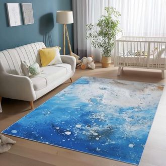 Generic Tapis Salon Lavable en Machine 120 x 180 cm - Poil Court Doux et Résistant Abstrait Éclaboussure Texture Moderne Imprimé Tapis pour Salon Chambre Cuis