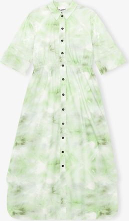 Ganni Robe-chemise en popeline de coton imprim&eacute;e Vert - Taille 34 - Pour Femme