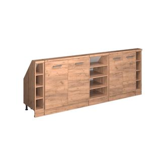 Vicco K&uuml;chenschrank f&uuml;r Dachschr&auml;gen R-Line, Goldkraft Eiche, 215 cm 5er Set
