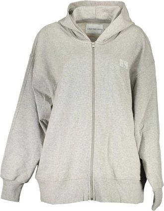 Calvin Klein Femme, Sweatshirts et sweats &agrave; capuche, Gris, Taille: 44 FR Sweat &agrave; capuche zipp&eacute;