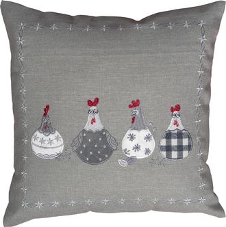 Matches 21 Kissenhülle Tami 40 x 40 cm mit lustigem Hühner-Motiv grau Dekokissen für Landhausstil & Osterdeko