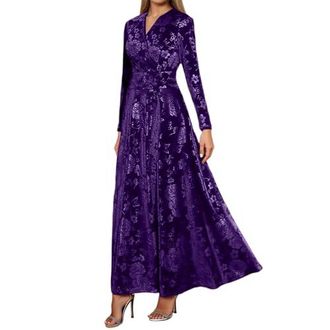 Generic Robe en velours &eacute;l&eacute;gante style fran&ccedil;ais pour femme tenue d&eacute;contract&eacute;e et confortable avec manches longues id&eacute;ale pour un usage quotidien ou des occasi