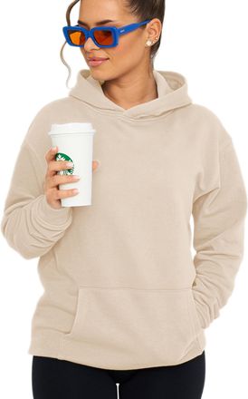 Behype. Damen Oversize Hoodie Kapuzenpullover Einfarbig Basic Heavy Blank Pullover Unifarben Kapuzen-Sweatshirt F&uuml;r Frauen DC_Damen_8001-Taupe Light-XXL