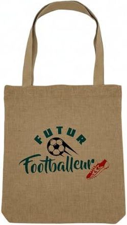 Fabulous Sac Shopping Tote Bag Aspect Lin - Futur Footballeur Sport Passion Foot - Sac de Courses Toile Epaisse 360g Beige Naturel Cabas Port&eacute; Epaule Solide Im