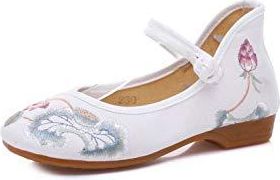 Lazutom Femmes Vintage Style Chinois Broderie Casual Mary Jane Dancing Party Chaussures - Beige - beige, 37 EU