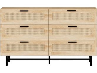 Habitat et Jardin Kommode aus Holz und Rohrgeflecht Harrison - 120 x 40 x 75 cm - Beige