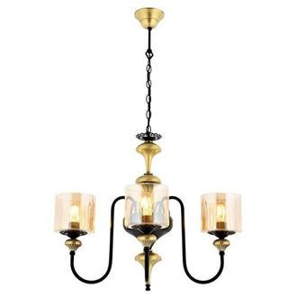 Opviq Elegant Chandelier with Metal Body & Glass Cap, 98 cm Height, 62 cm Diameter | Vintage & Black Finish | 3 x E27 Max 40W | Modern Glam Design for Home
