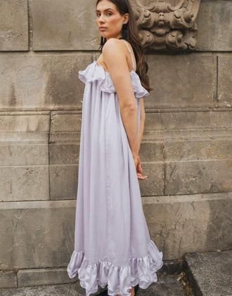 NA-KD Kate Klem - - Robe longue volumineuse &agrave; volants - Lilas cendr&eacute;-Violet