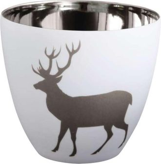 ASA Xmas Windlicht Hirsch Weiss/Silber Porzellan